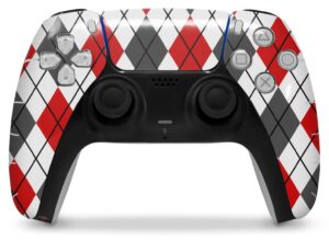 wraptorskinz skin wrap compatible with sony ps5 dualsense controller argyle red and gray (controller not included)