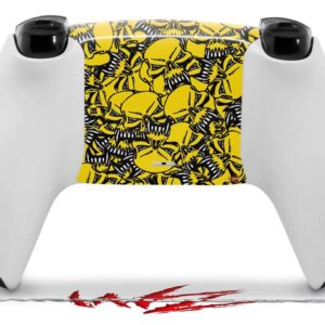 WraptorSkinz Skin Wrap compatible with Sony PS5 DualSense Controller Scattered Skulls Yellow (CONTROLLER NOT INCLUDED)