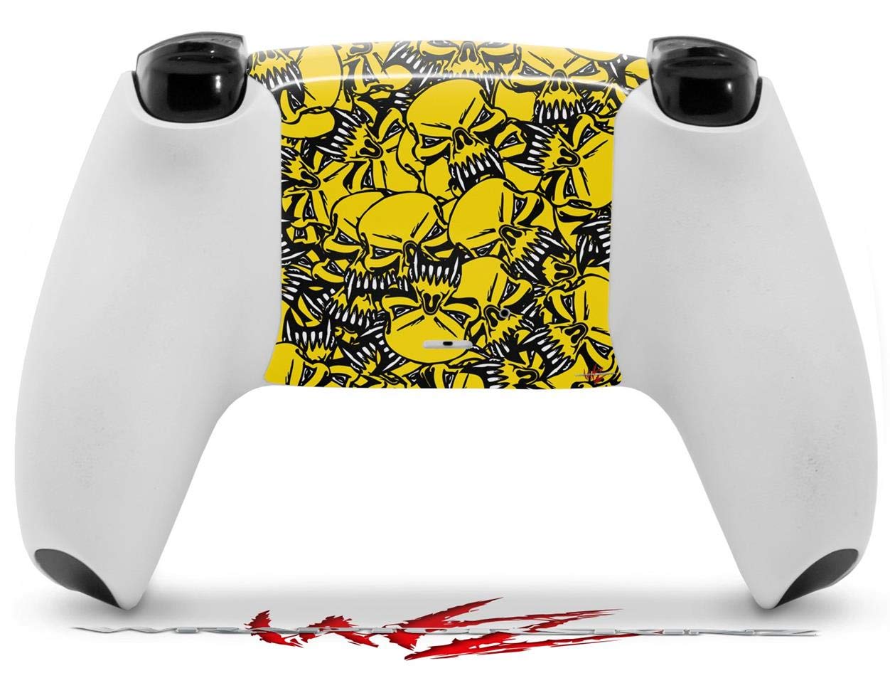 WraptorSkinz Skin Wrap compatible with Sony PS5 DualSense Controller Scattered Skulls Yellow (CONTROLLER NOT INCLUDED)