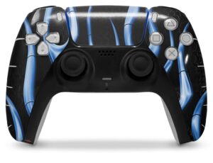 wraptorskinz skin wrap compatible with sony ps5 dualsense controller metal flames blue (controller not included)