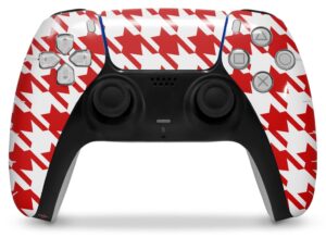 wraptorskinz skin wrap compatible with sony ps5 dualsense controller houndstooth red (controller not included)