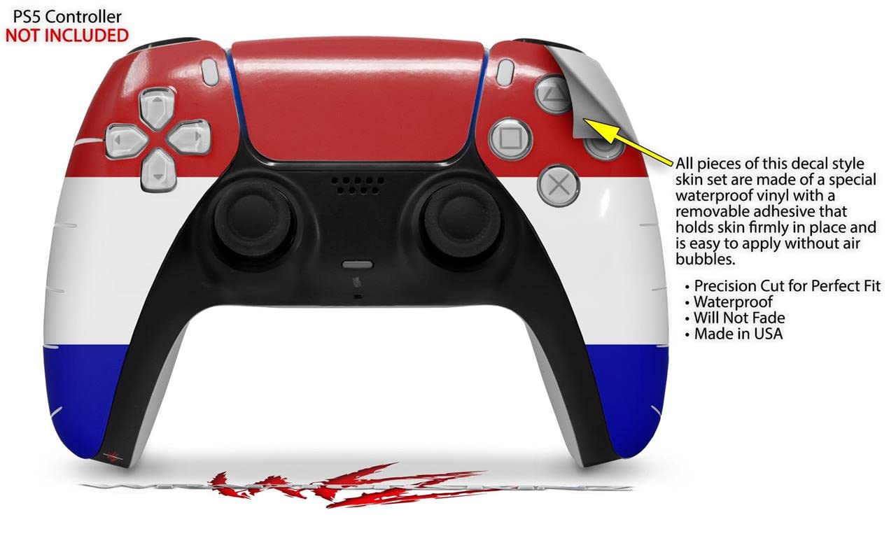 WraptorSkinz Skin Wrap compatible with Sony PS5 DualSense Controller Red White and Blue (CONTROLLER NOT INCLUDED)