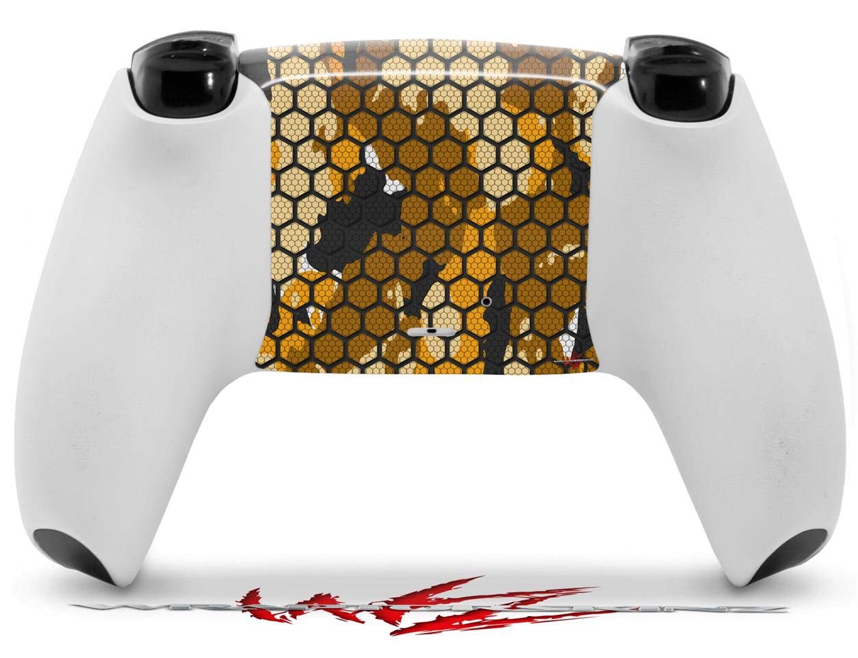 WraptorSkinz Skin Wrap compatible with Sony PS5 DualSense Controller HEX Mesh Camo 01 Orange (CONTROLLER NOT INCLUDED)