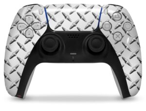 wraptorskinz skin wrap compatible with sony ps5 dualsense controller diamond plate metal (controller not included)