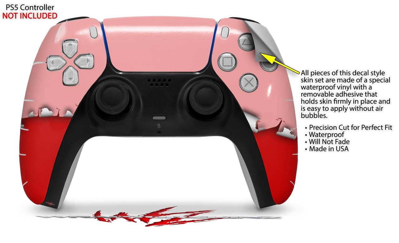 WraptorSkinz Skin Wrap compatible with Sony PS5 DualSense Controller Ripped Colors Pink Red (CONTROLLER NOT INCLUDED)