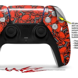 WraptorSkinz Skin Wrap compatible with Sony PS5 DualSense Controller Scattered Skulls Red (CONTROLLER NOT INCLUDED)