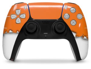 wraptorskinz skin wrap compatible with sony ps5 dualsense controller ripped colors orange white (controller not included)