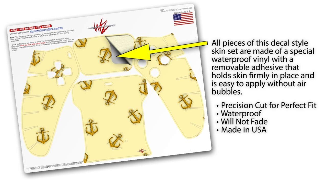 WraptorSkinz Skin Wrap compatible with Sony PS5 DualSense Controller Anchors Away Yellow Sunshine (CONTROLLER NOT INCLUDED)