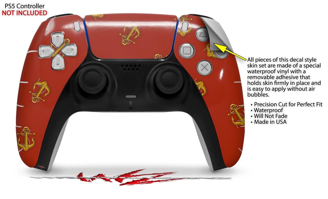 WraptorSkinz Skin Wrap compatible with Sony PS5 DualSense Controller Anchors Away Red Dark (CONTROLLER NOT INCLUDED)