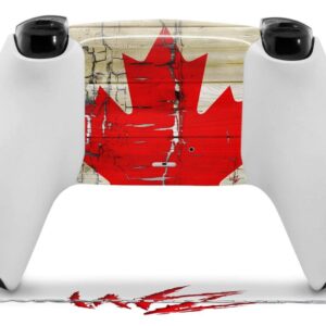 WraptorSkinz Skin Wrap compatible with Sony PS5 DualSense Controller Painted Faded and Cracked Canadian Canada Flag (CONTROLLER NOT INCLUDED)