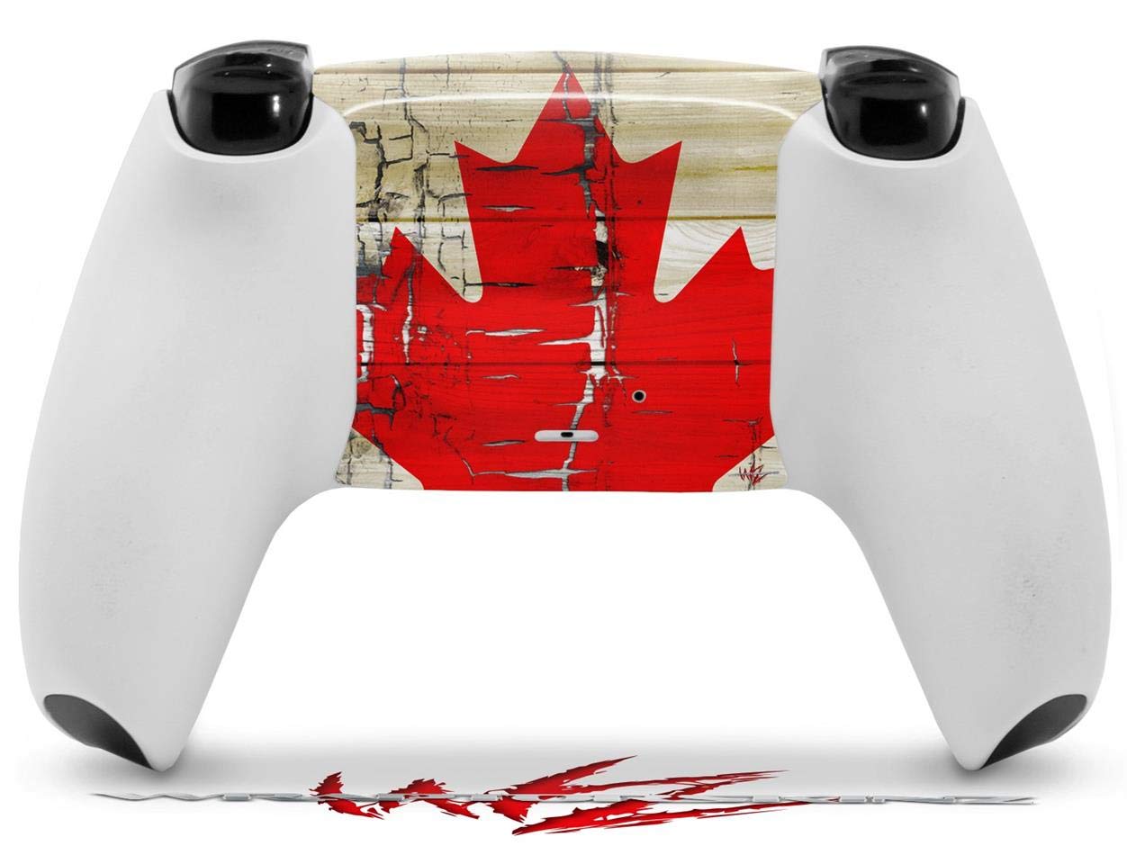 WraptorSkinz Skin Wrap compatible with Sony PS5 DualSense Controller Painted Faded and Cracked Canadian Canada Flag (CONTROLLER NOT INCLUDED)