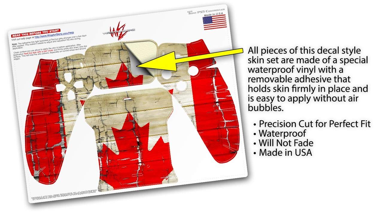 WraptorSkinz Skin Wrap compatible with Sony PS5 DualSense Controller Painted Faded and Cracked Canadian Canada Flag (CONTROLLER NOT INCLUDED)