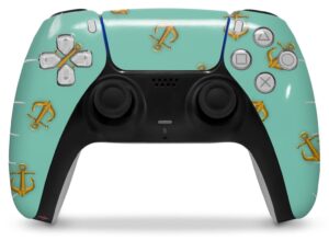 wraptorskinz skin wrap compatible with sony ps5 dualsense controller anchors away seafoam green (controller not included)