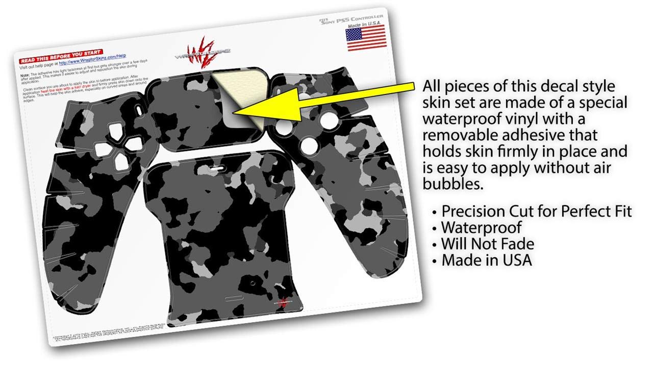 WraptorSkinz Skin Wrap compatible with Sony PS5 DualSense Controller WraptorCamo Old School Camouflage Camo Black (CONTROLLER NOT INCLUDED)