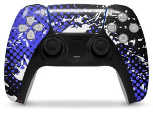 wraptorskinz skin wrap compatible with sony ps5 dualsense controller halftone splatter white blue (controller not included)