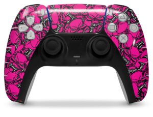 wraptorskinz skin wrap compatible with sony ps5 dualsense controller scattered skulls hot pink (controller not included)