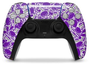 wraptorskinz skin wrap compatible with sony ps5 dualsense controller scattered skulls purple (controller not included)