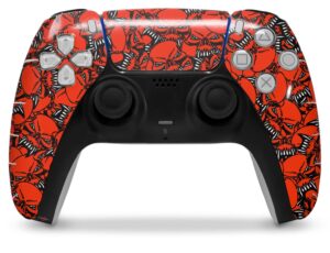 wraptorskinz skin wrap compatible with sony ps5 dualsense controller scattered skulls red (controller not included)