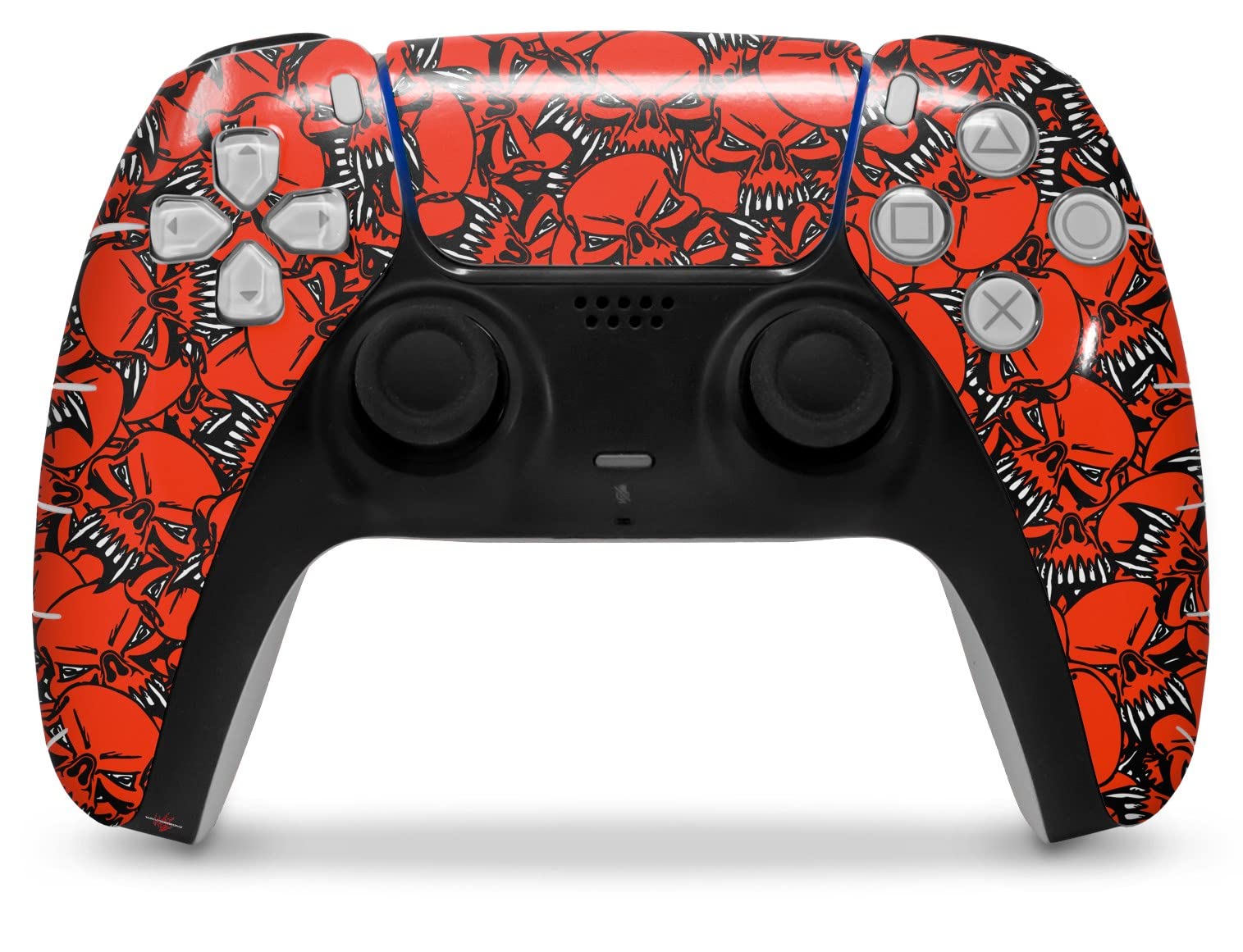 WraptorSkinz Skin Wrap compatible with Sony PS5 DualSense Controller Scattered Skulls Red (CONTROLLER NOT INCLUDED)