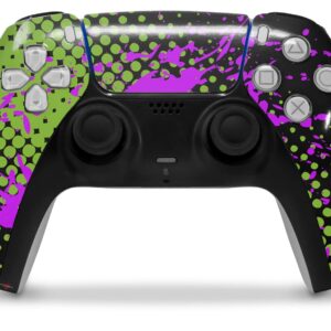 WraptorSkinz Skin Wrap compatible with Sony PS5 DualSense Controller Halftone Splatter Hot Pink Green (CONTROLLER NOT INCLUDED)