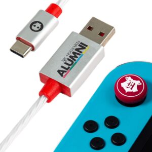 Numskull Official Harry Potter LED USB Type-C Cable and Thumb Stick Grips - 1.5M Fast Charging Lead, Nintendo Switch Controller Mod (Xbox Series X/)