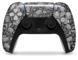 wraptorskinz skin wrap compatible with sony ps5 dualsense controller scattered skulls gray (controller not included)