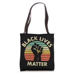 black lives matter retro vintage distressed tote bag