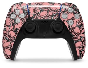 wraptorskinz skin wrap compatible with sony ps5 dualsense controller scattered skulls pink (controller not included)