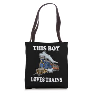 this boy loves trains gift train wagon lover gifts tote bag