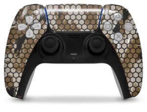 wraptorskinz skin wrap compatible with sony ps5 dualsense controller hex mesh camo 01 tan (controller not included)