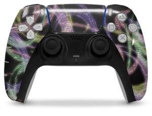 wraptorskinz skin wrap compatible with sony ps5 dualsense controller neon swoosh on black (controller not included)