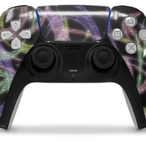 WraptorSkinz Skin Wrap compatible with Sony PS5 DualSense Controller Neon Swoosh on Black (CONTROLLER NOT INCLUDED)