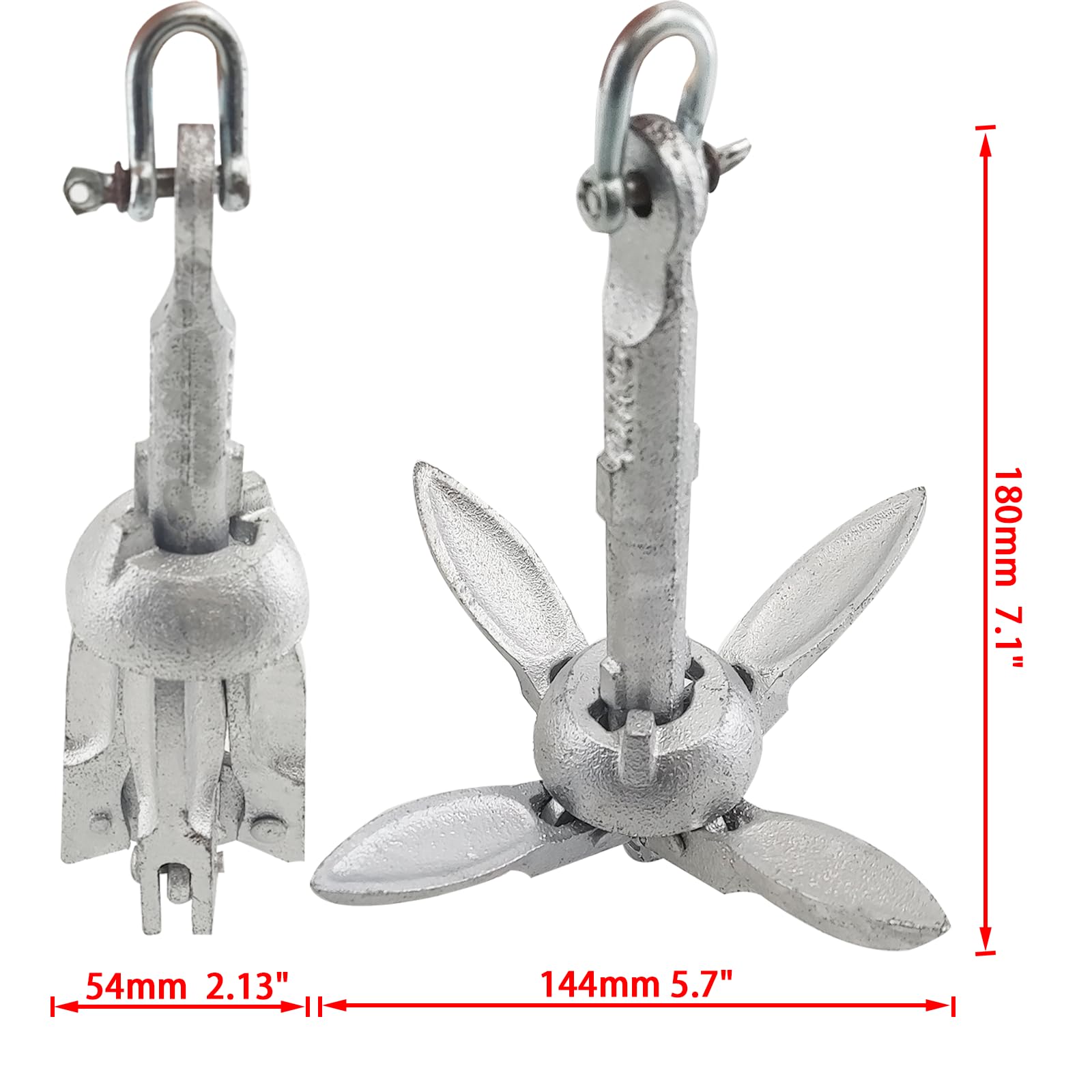 ISURE MARINE Galvanized Folding Kayak Anchor Grapnel 0.7KG/1.5lbs- Boating Accessories for Kayaks, Canoes, Paddle Boards, & Small Watercrafts