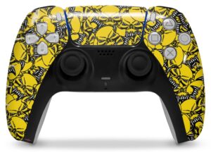 wraptorskinz skin wrap compatible with sony ps5 dualsense controller scattered skulls yellow (controller not included)