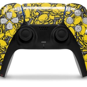 WraptorSkinz Skin Wrap compatible with Sony PS5 DualSense Controller Scattered Skulls Yellow (CONTROLLER NOT INCLUDED)