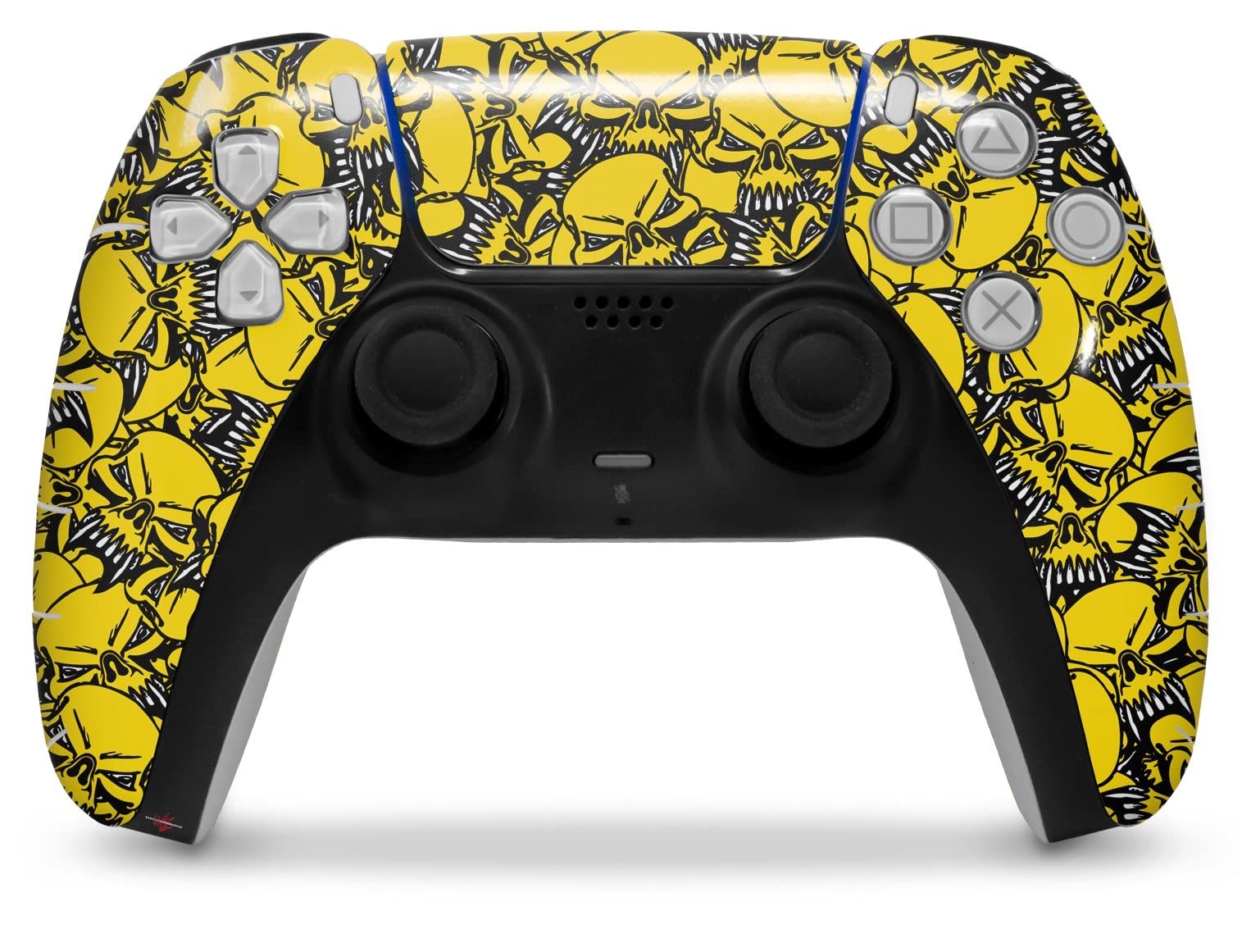 WraptorSkinz Skin Wrap compatible with Sony PS5 DualSense Controller Scattered Skulls Yellow (CONTROLLER NOT INCLUDED)