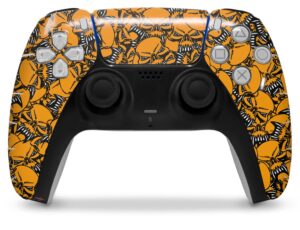 wraptorskinz skin wrap compatible with sony ps5 dualsense controller scattered skulls orange (controller not included)