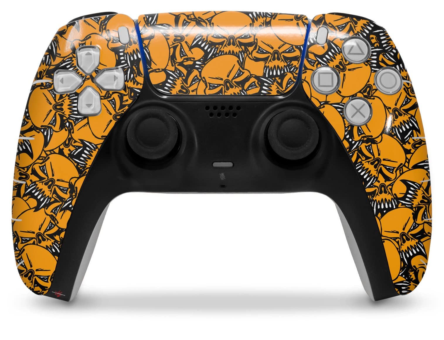 WraptorSkinz Skin Wrap compatible with Sony PS5 DualSense Controller Scattered Skulls Orange (CONTROLLER NOT INCLUDED)