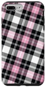 iphone 7 plus/8 plus pink and black plaid tartan pattern preppy 80s 90s design case