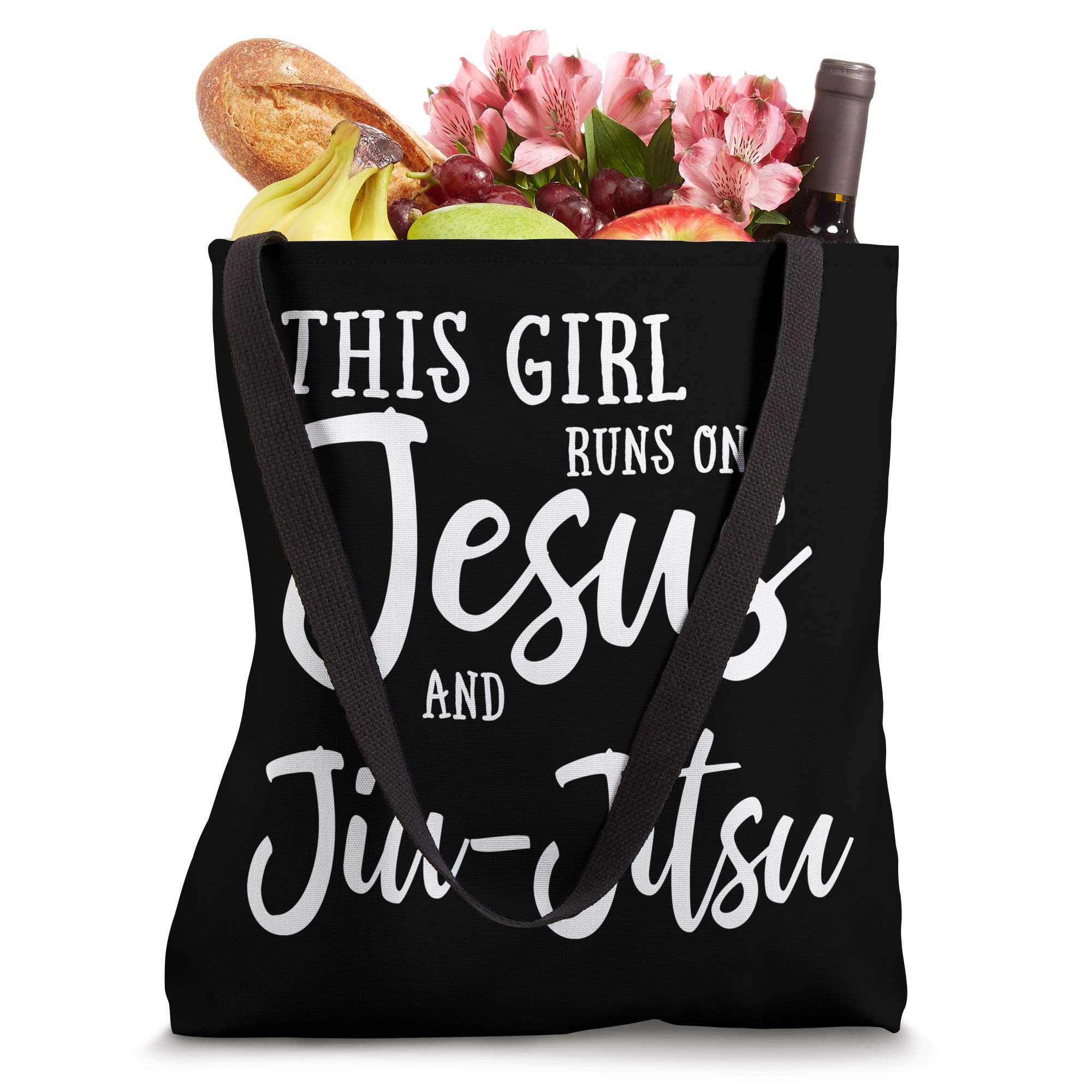 This Girl Runs On Jesus And Jiu Jitsu Shirt Christian Gift Tote Bag