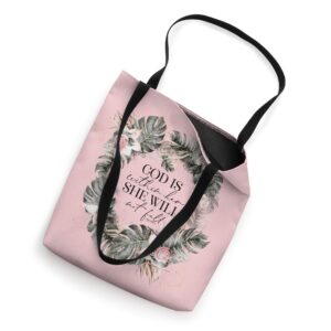 Pink Floral Inspirational Christian Woman Quote Psalm 46:5 Tote Bag