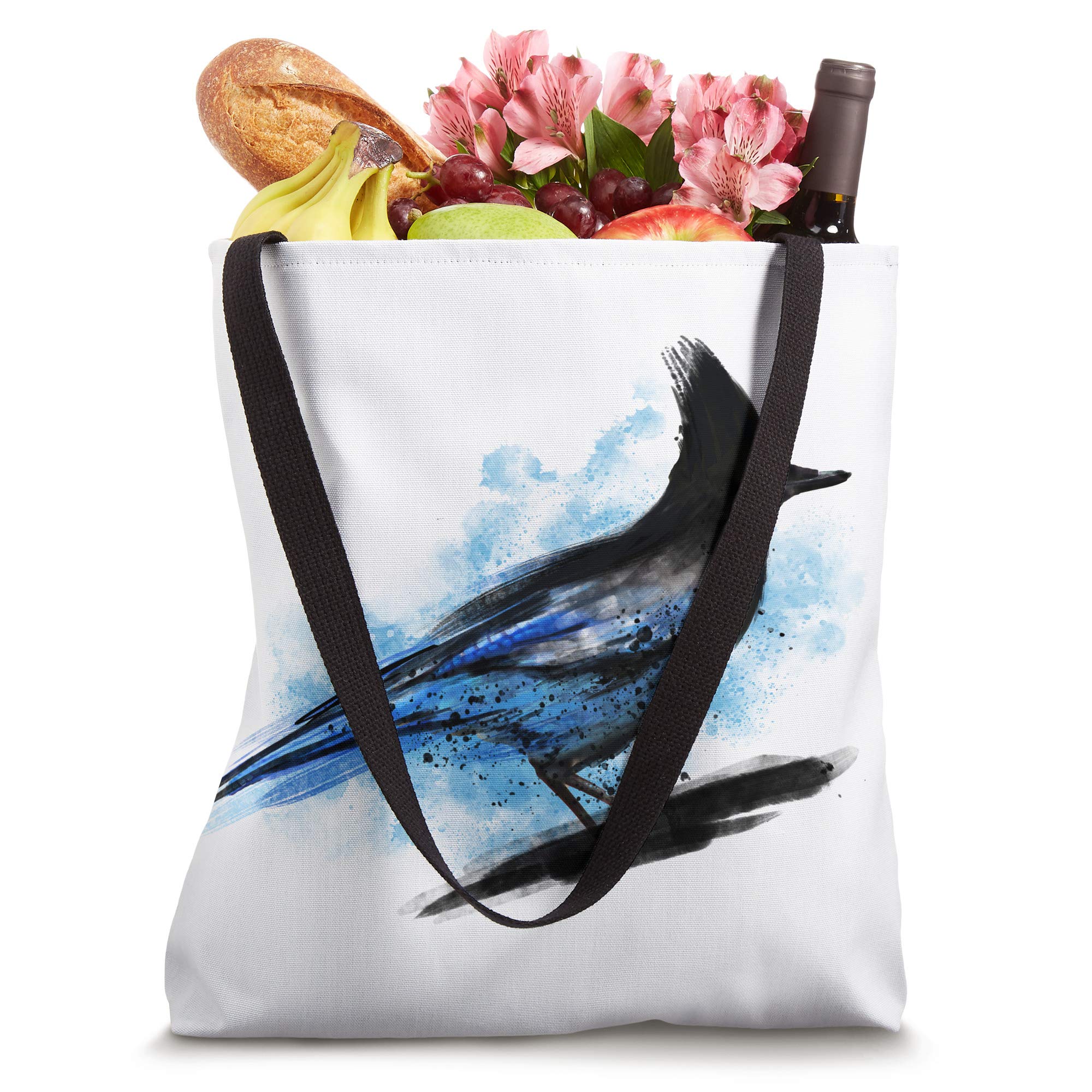 Watercolor blue stellar jay bird artistic animal watercolour Tote Bag