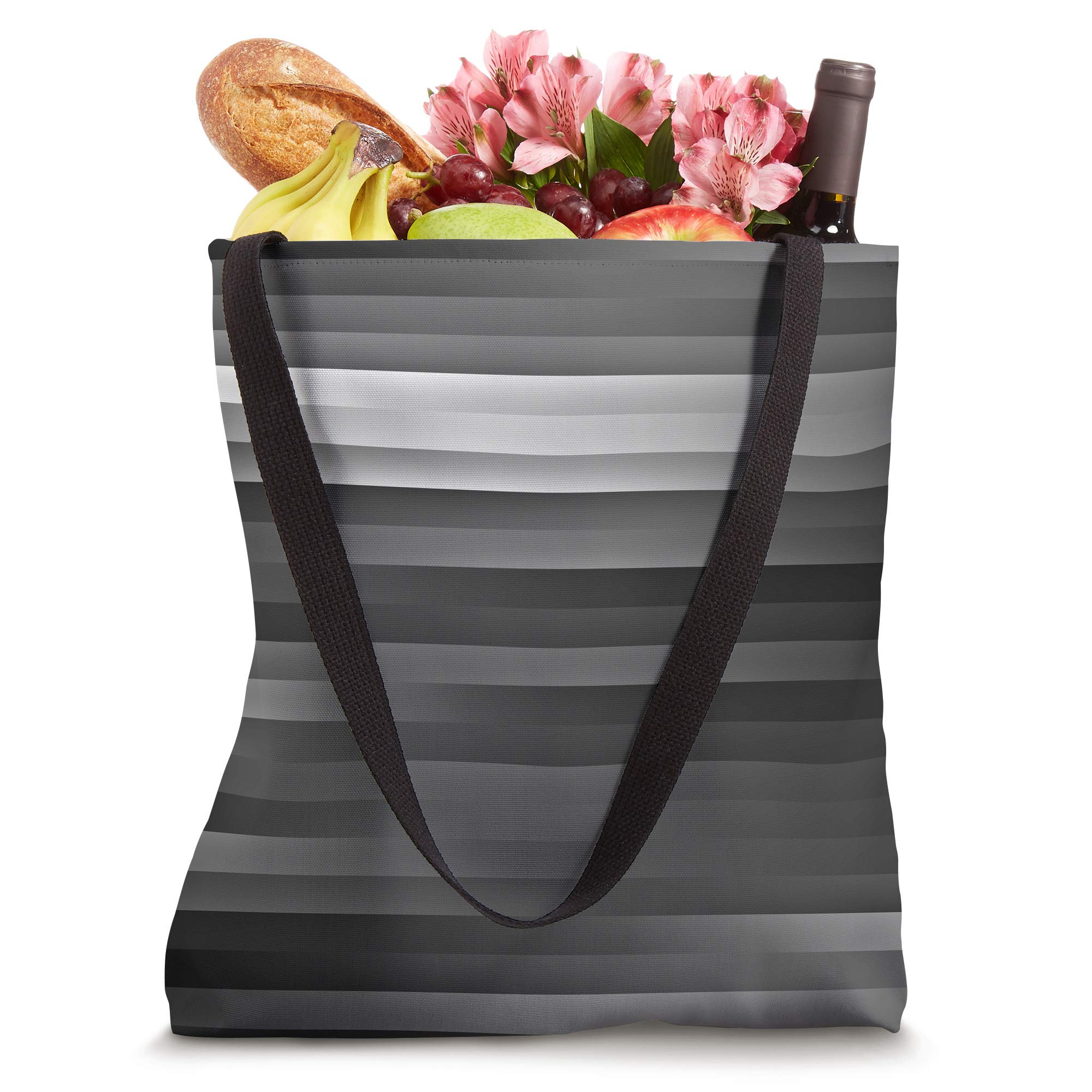 Bold Gray Black Stripes of Striking Artistic Ribbon Striped Tote Bag