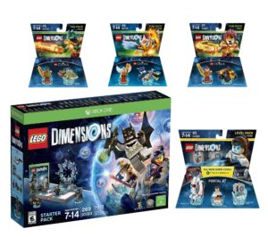 lego dimensions starter pack + the legend of chima laval + eris + cragger fun packs + portal 2 level pack for xbox one