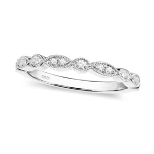 eamti 925 sterling silver wedding band for women cubic zirconia marquise & round milgrain half eternity stackable ring size 6