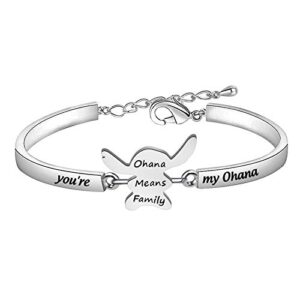 kuiyai ohana bracelet cartoon gift you're my ohana bangle means family hawaiian jewelry for family best friends bff jewelry (br- silver)