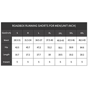 Roadbox Men's 5 Inch Running Athletic Quick Dry Shorts with Pockets for Workout Gym Exercise Black