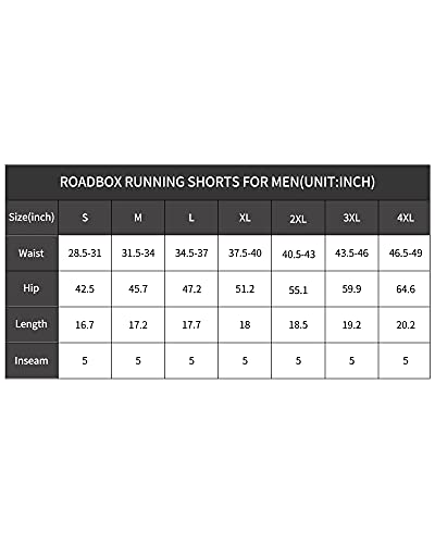 Roadbox Men's 5 Inch Running Athletic Quick Dry Shorts with Pockets for Workout Gym Exercise Black