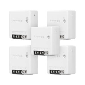 sonoff mini r2 10a smart wifi wireless light switch, universal diy module for smart home automation solution, works with amazon alexa & google home, no hub required 5-pack