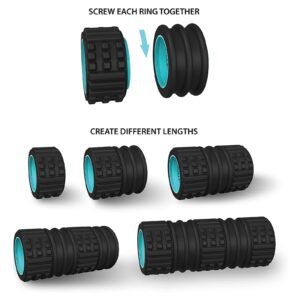 ROYO Foam Roller - 15 in. Adjustable Length, Medium Density Deep Tissue Massager for Muscle and Triggerpoint Release, Use for Daily Fitness and Exercise, Stretching and Sport Training